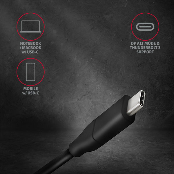 AXAGON RVC-DPC | Axagon RVC-DPC video cable adapter 1.8 m USB Type-C ...