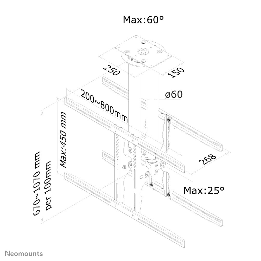 Neomounts PLASMA-C100D | Neomounts monitor ceiling mount | OCTO24.com